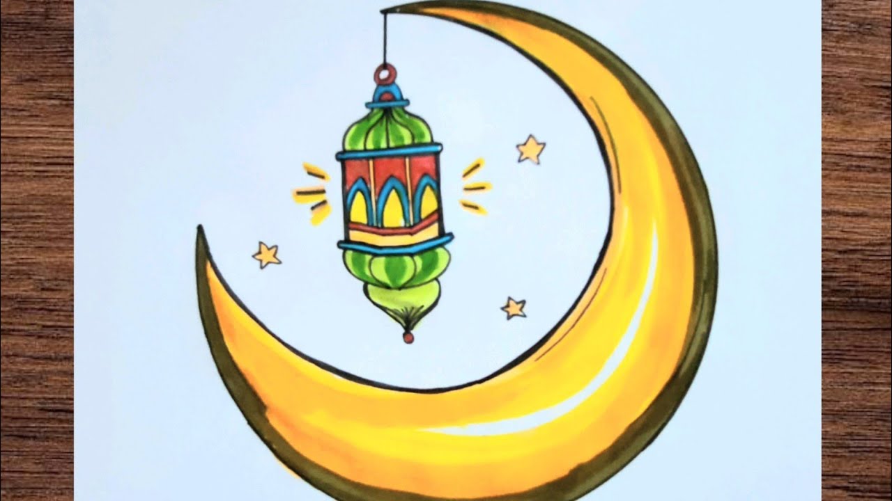 Ramadan Mubarak drawing // Ramzan Mubarak easy drawing // Eid Mubarak ...