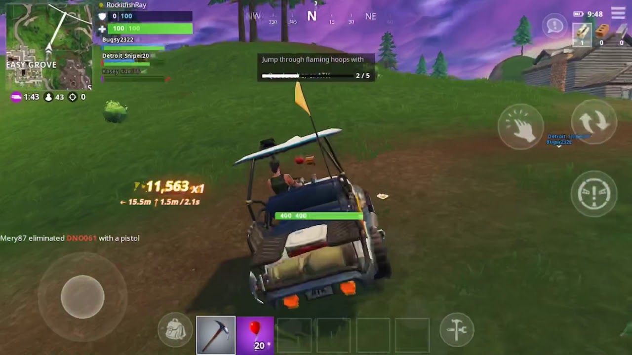 Fortnight super jumper cart and get sniped by pros - YouTube