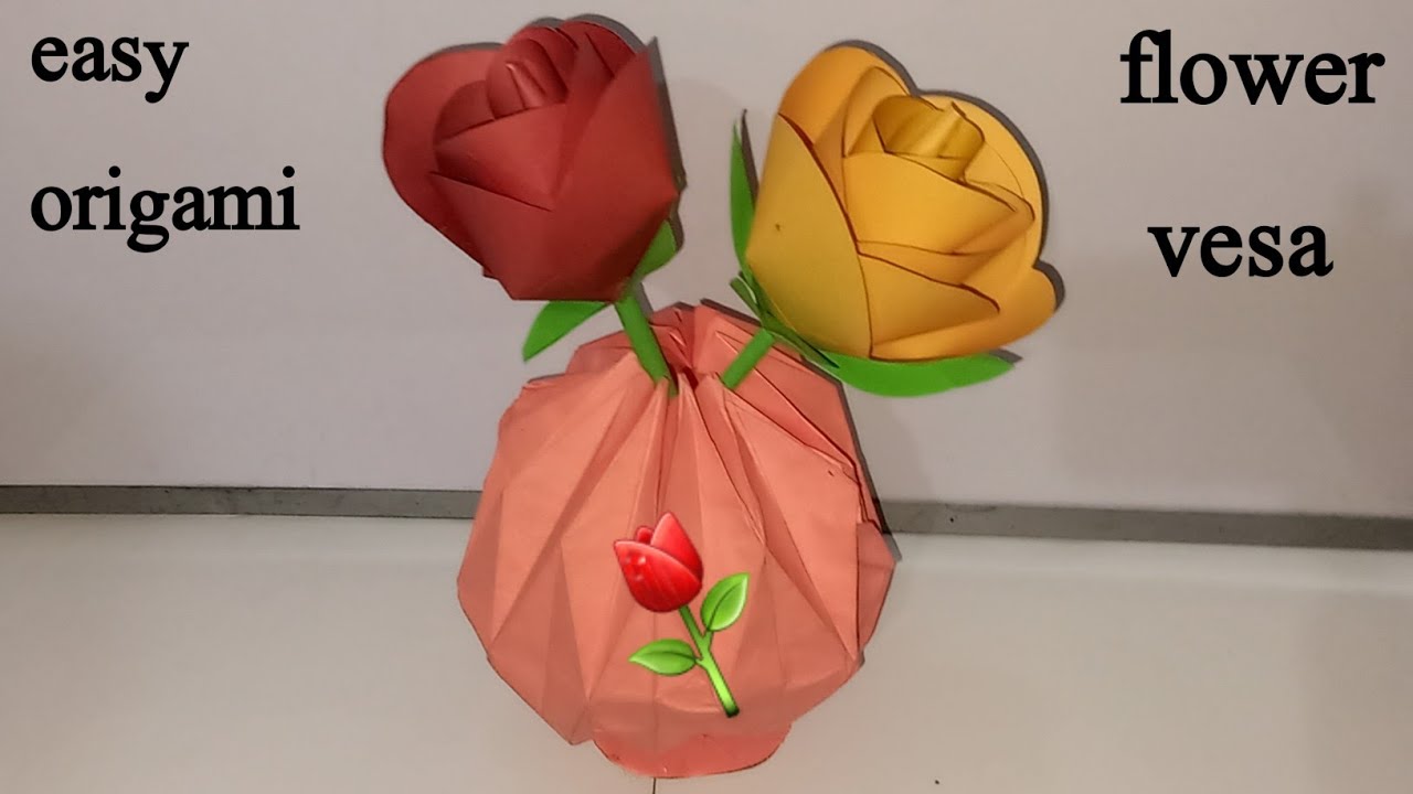 how to make a paper flower vase _ diy simply paper craft - YouTube