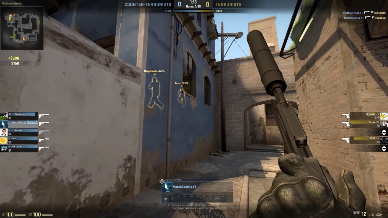 CS:GO Mirage short pistol ace round - YouTube