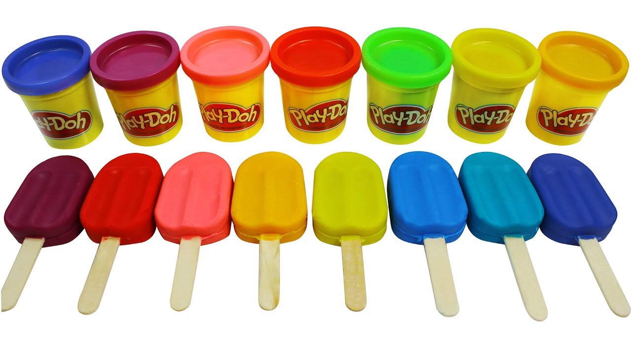 Learn Colors Play Doh Popsicle Ice Cream Dog Cat Paw Patrol Fish Molds ...