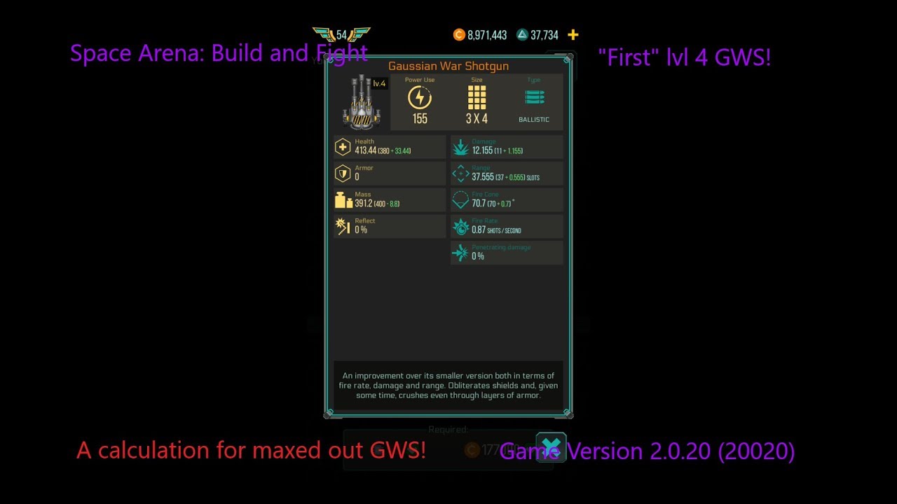 Space Arena: Build and Fight - "First" lvl 4 GWS and a calculation for ...