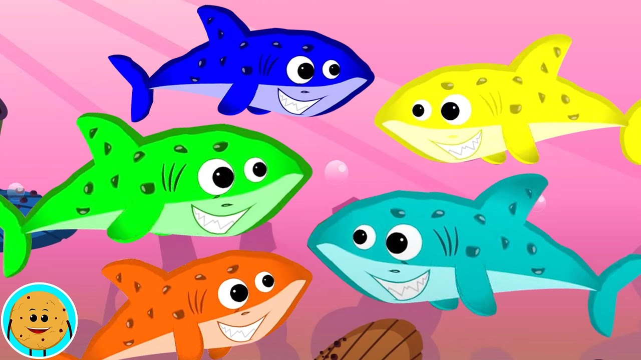Five Little Sharks, Animal Cartoon + More Rhymes for Babies - YouTube