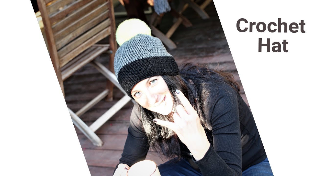 How to crochet a front post double crochet hat adult small size - YouTube