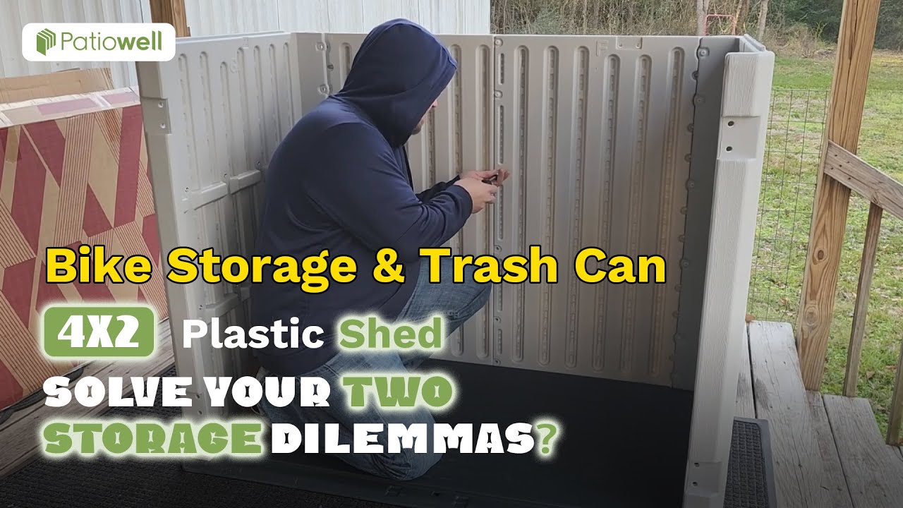 Unboxing Patiowell 4x2 Plastic Shed - Trash Cans or Bike Storage? - YouTube