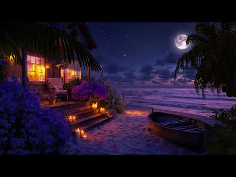 Midnight Ocean Waves 🌊 Cozy Beach Cabin & Gentle Sea Sounds for Deep Sleep