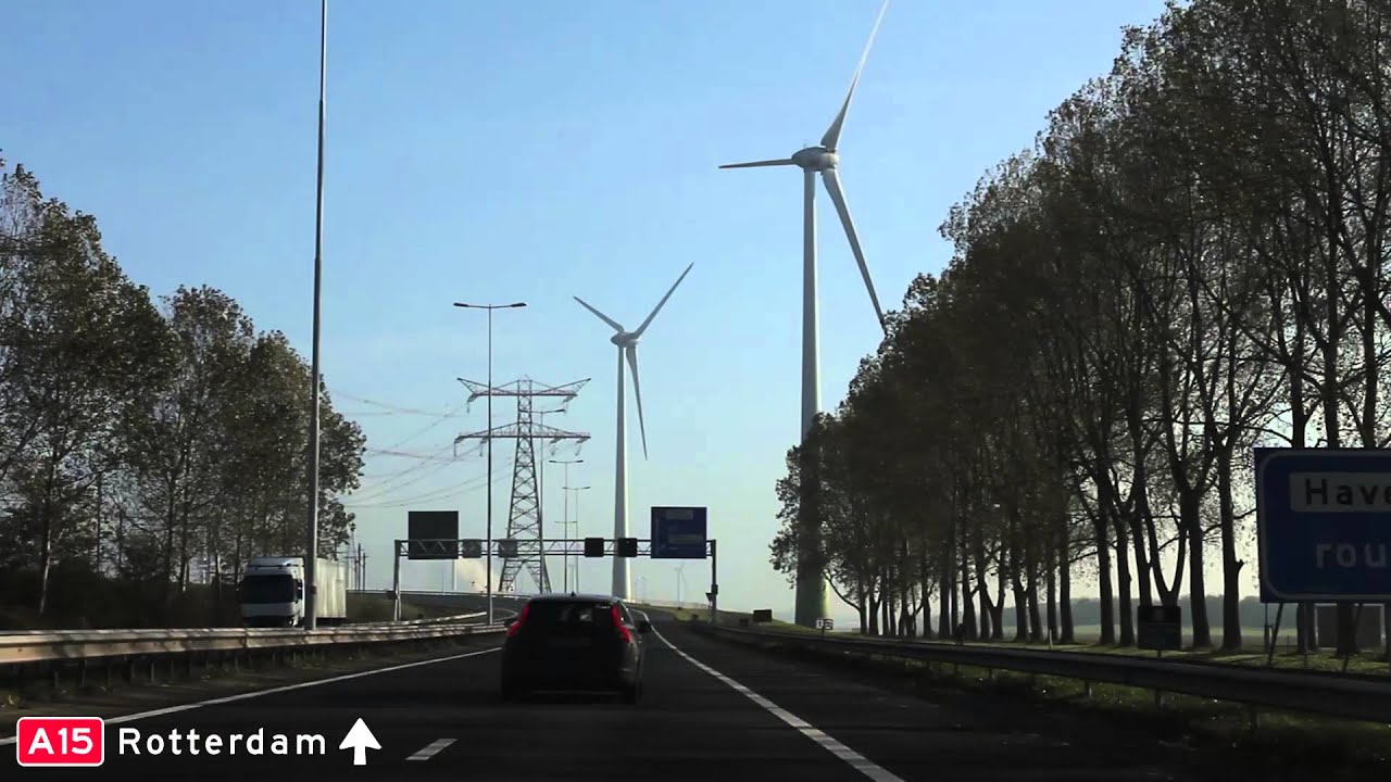 Rit over de A15 Maasvlakte naar Spijkenisse / Motorway A15 from the ...