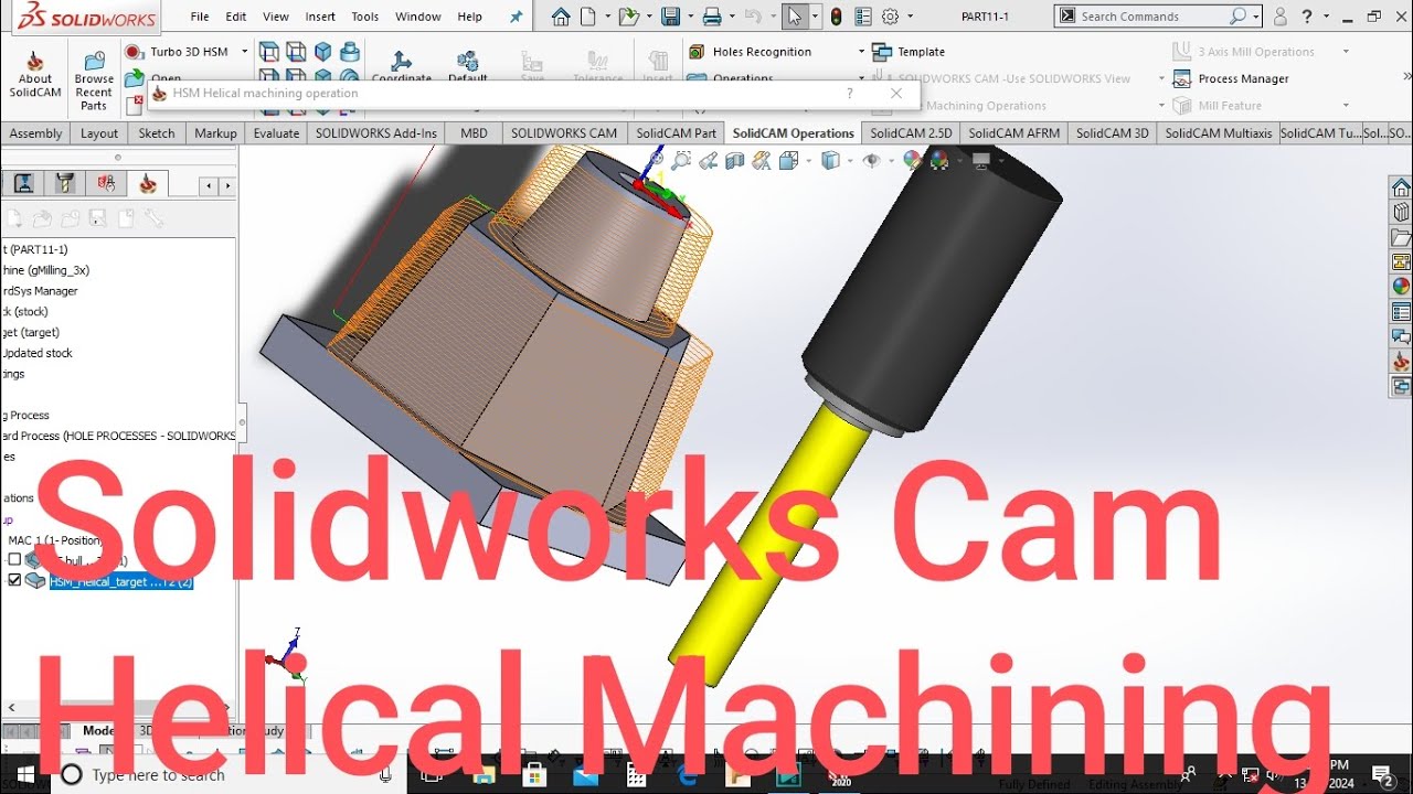 Helical Machining in Solidworks Cam - YouTube