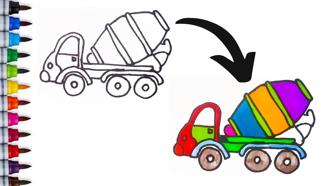 How to draw "Truck" | Menggambar dan mewarnai "Mobil Molen" || Pict #47 ...