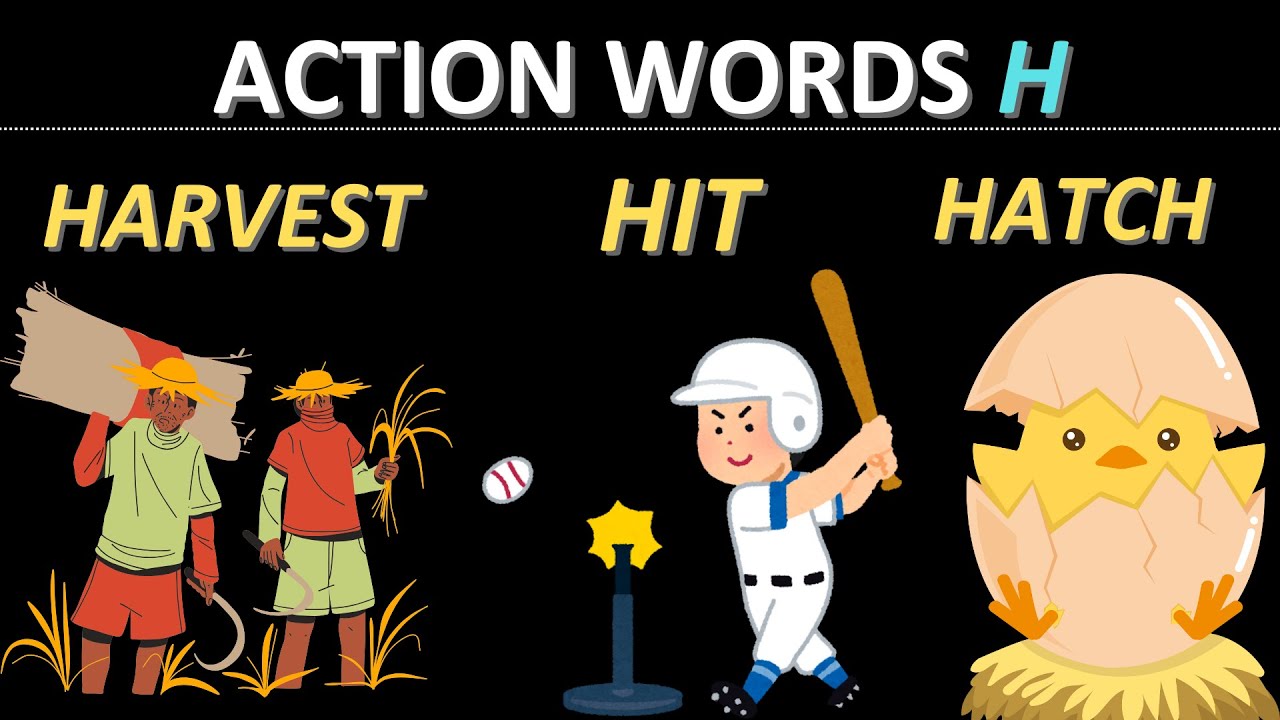 ACTION WORDS(VERBS) WITH H WITH SENTENCES - YouTube