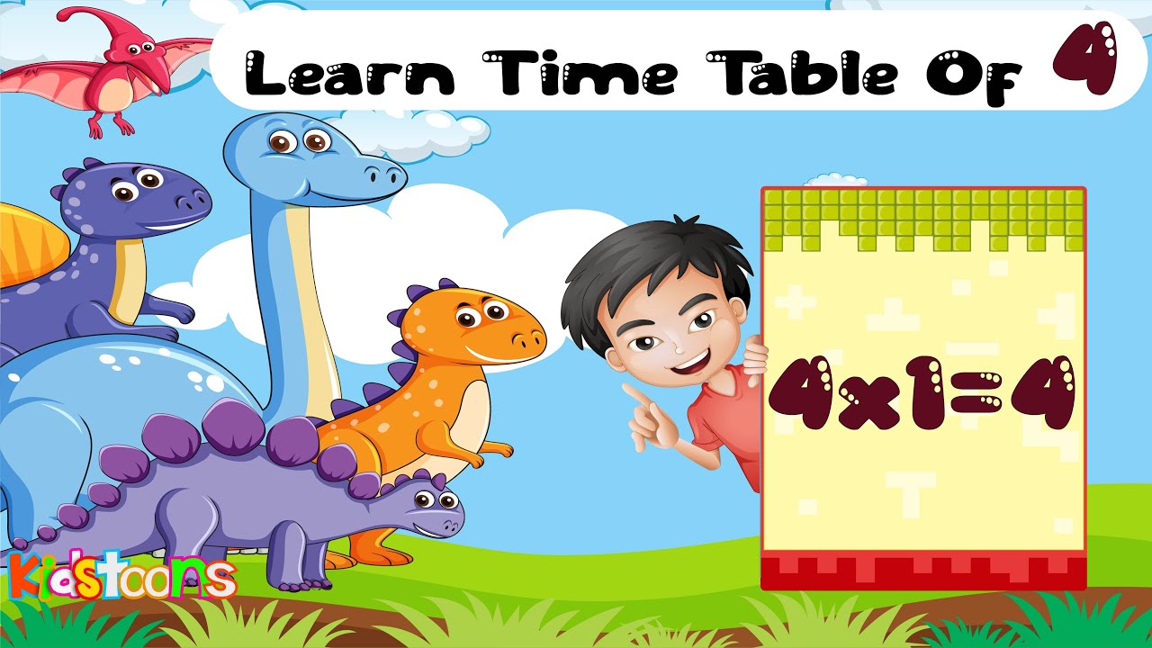Learn Table of Four 4 | Tables Song | Nursery Rhymes | Learning Kids ...