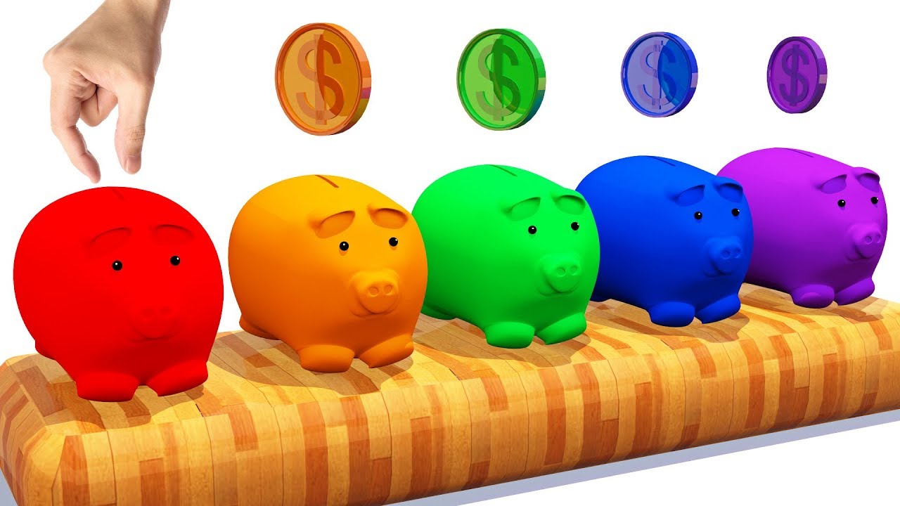 Learn Colors With Piggy Bank Surprise For Kids #l 3d Colours With ...