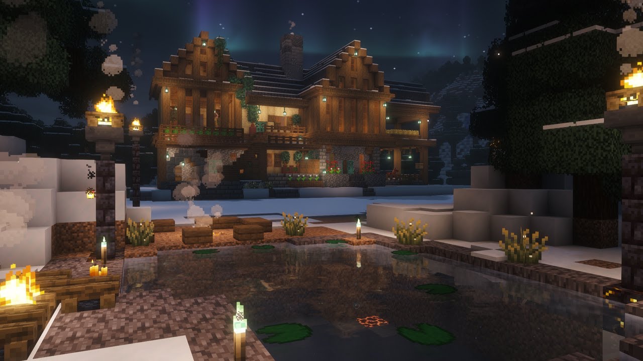 Minecraft Winter Cozy base with c418 music - YouTube