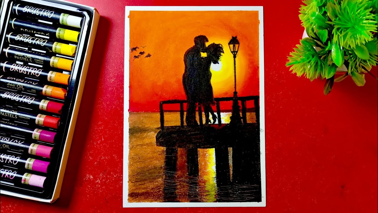 Sunset Romantic Drawing for beginners | Oil Pestel Color Drawing - YouTube