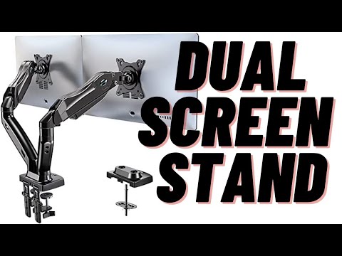 Dual monitor mount for two 27 inch screen - YouTube