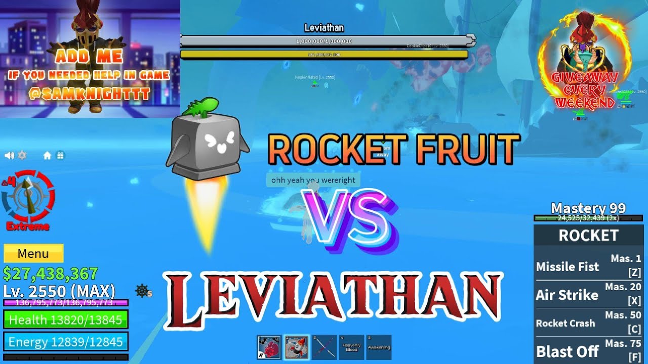 ROCKET FRUIT VS LEVIATHAN Trying To Obtaining Heart [Blox Fruits] # ...