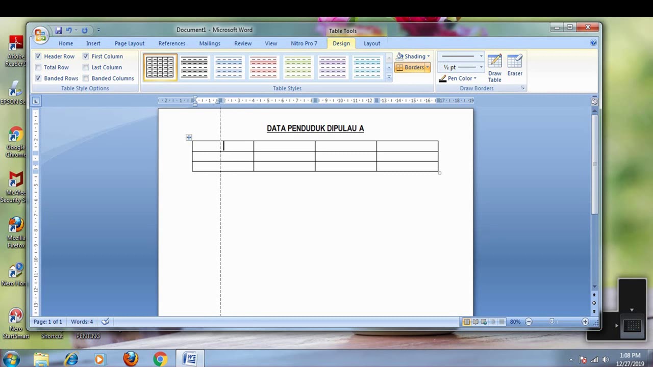 TUTORIAL MS.WORD BAGI PEMULA # 2 CARA MEMBUAT TABLE DI MS. WORD - YouTube