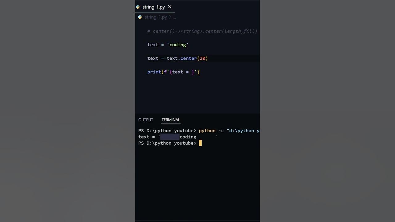 Center String Method Day 747 Of String Methods Coding Python Pythonprogramming Youtube 