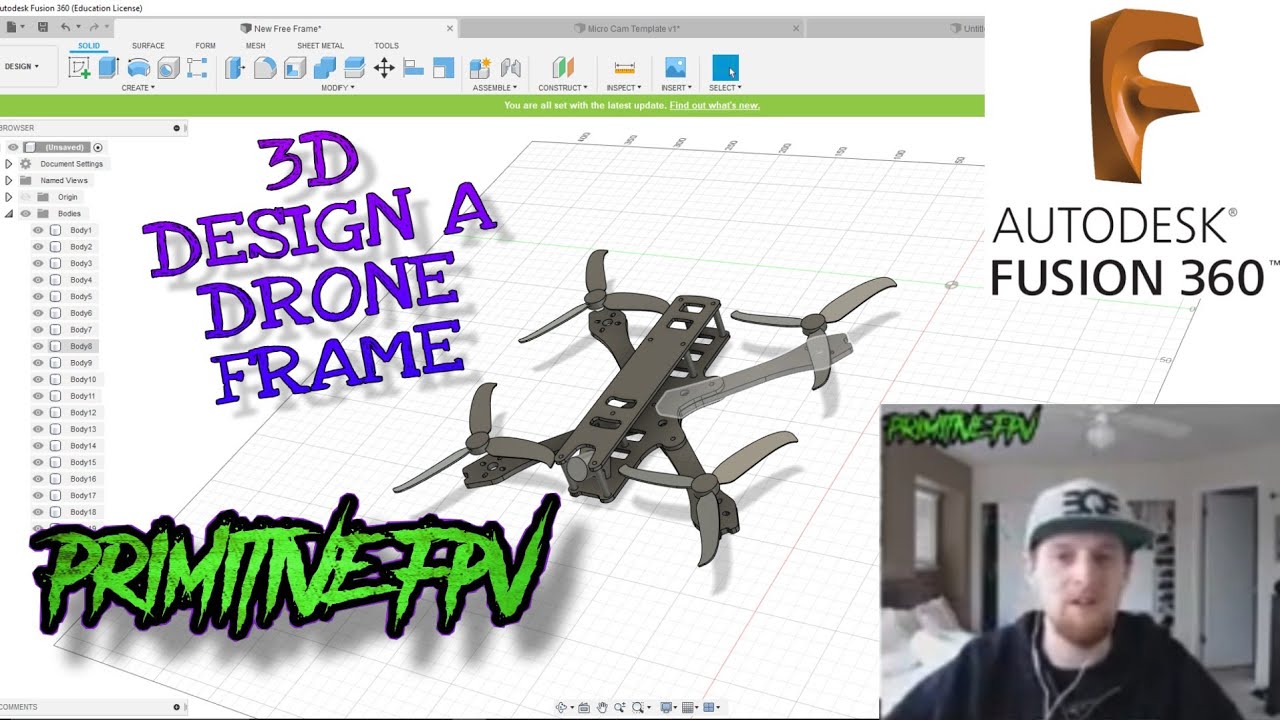 How To Design A Drone Frame Fusion 360 Tutorial - YouTube