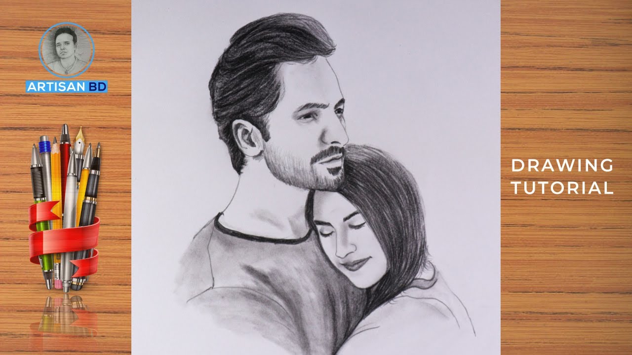 How to draw a Romantic moment of love drawing | Pencil sketch for ...