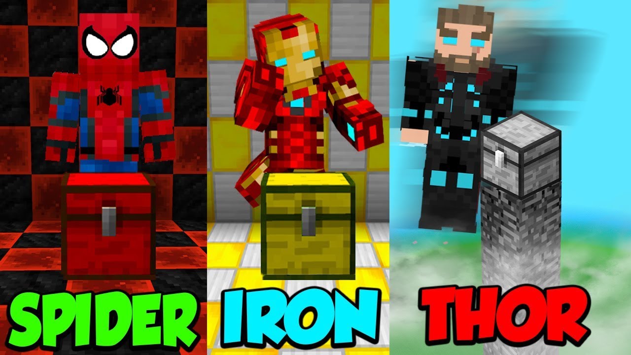SPIDERMAN VS IRON MAN VS THOR SCHATKIST IN MINECRAFT! - YouTube