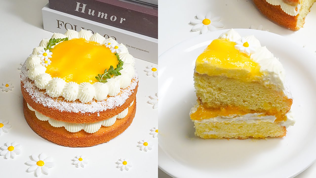 아이싱 필요없는 초간단 망고빅토리아케이크 만들기 / Mango victoria sponge cake recipe - YouTube