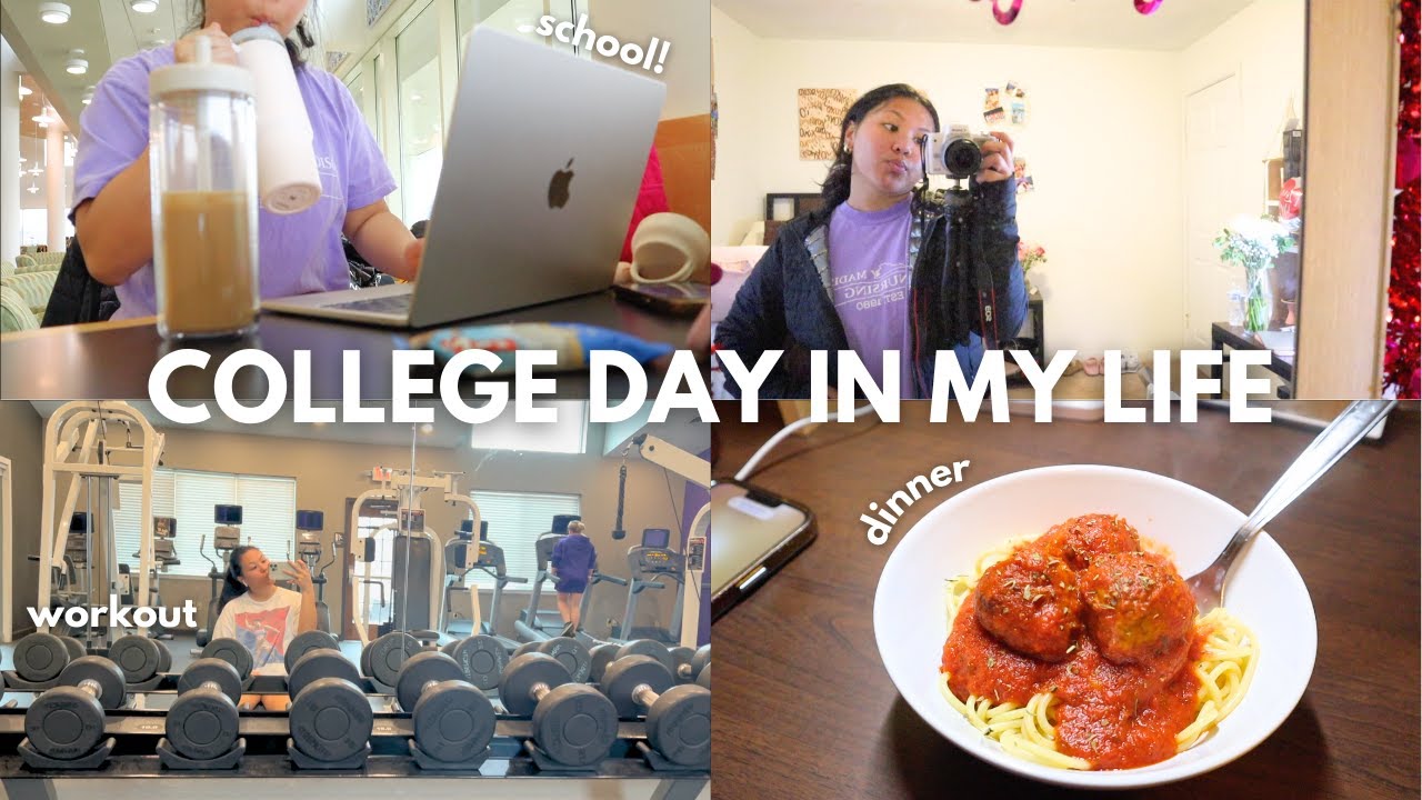COLLEGE DAY IN MY LIFE ~ workout, studying, cooking - YouTube