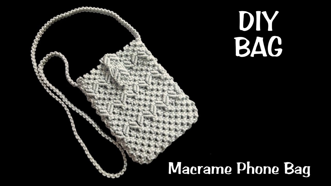 DIY Macrame Bag Mini | Tutorial Macrame Phone Pouch Full A to Z - YouTube