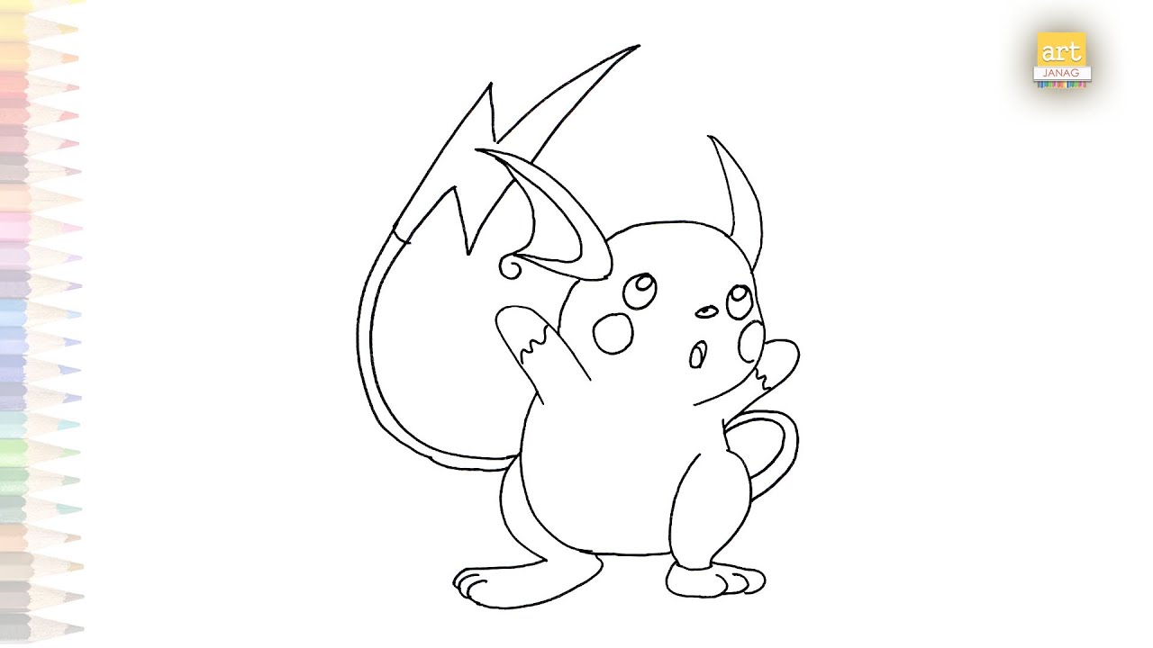 Pokemon Raichu easy cartoon drawings | Pokemon drawings | How to draw ...