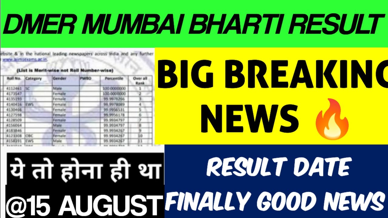 DMER MUMBAI BHARTI RESULT 2023 | dmer Mumbai result date | DMER MUMBAI ...