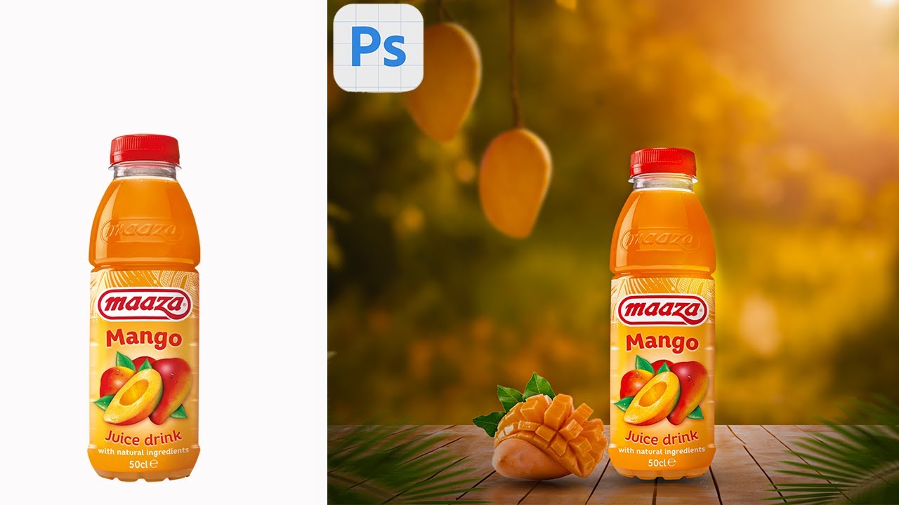 Create a social media design for Mango Juice | Adobe Photoshop Tutorial ...