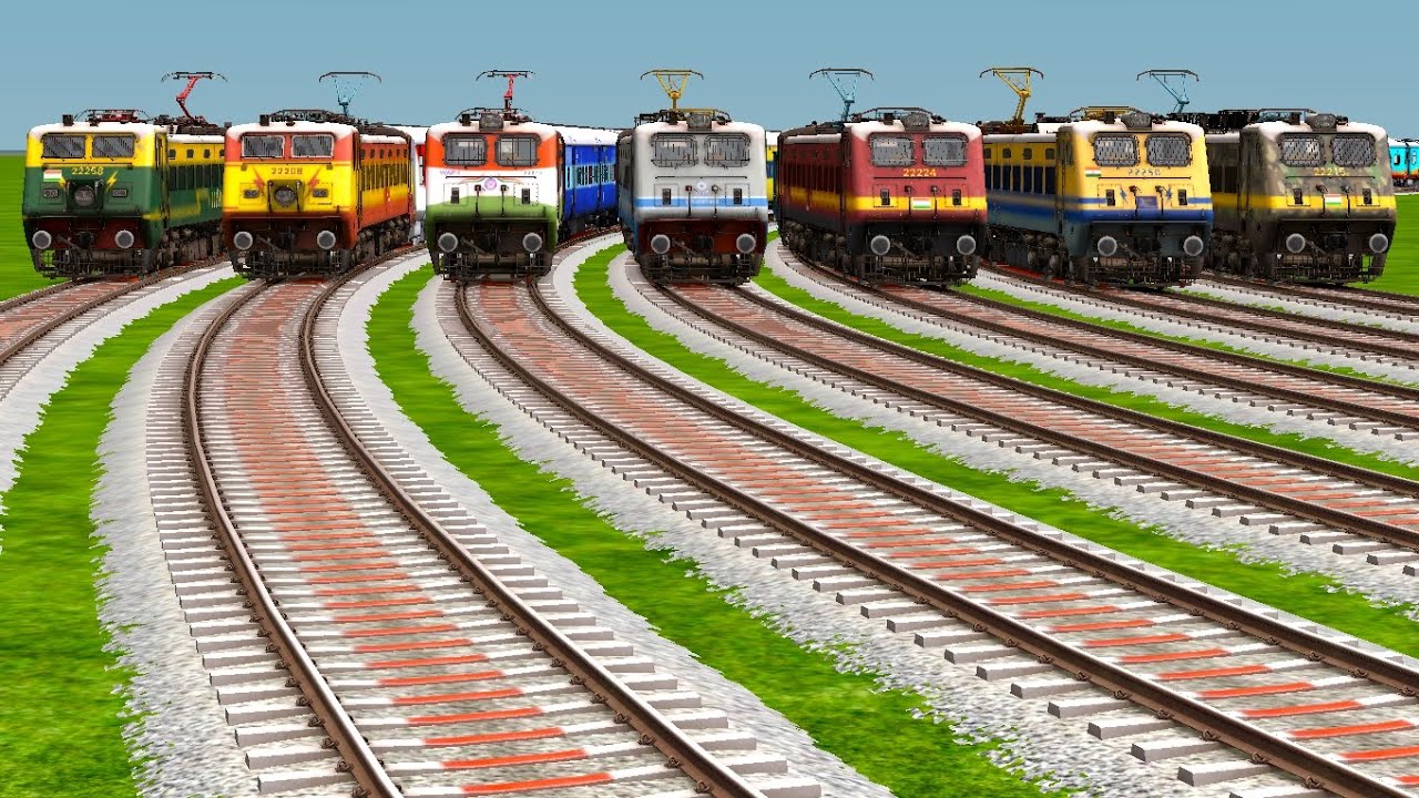 7️⃣ ELECTRIC TRAIN ENGINE RUNNING AT BUMPY 3D GRADIENT RAILROAD TRACKS ...