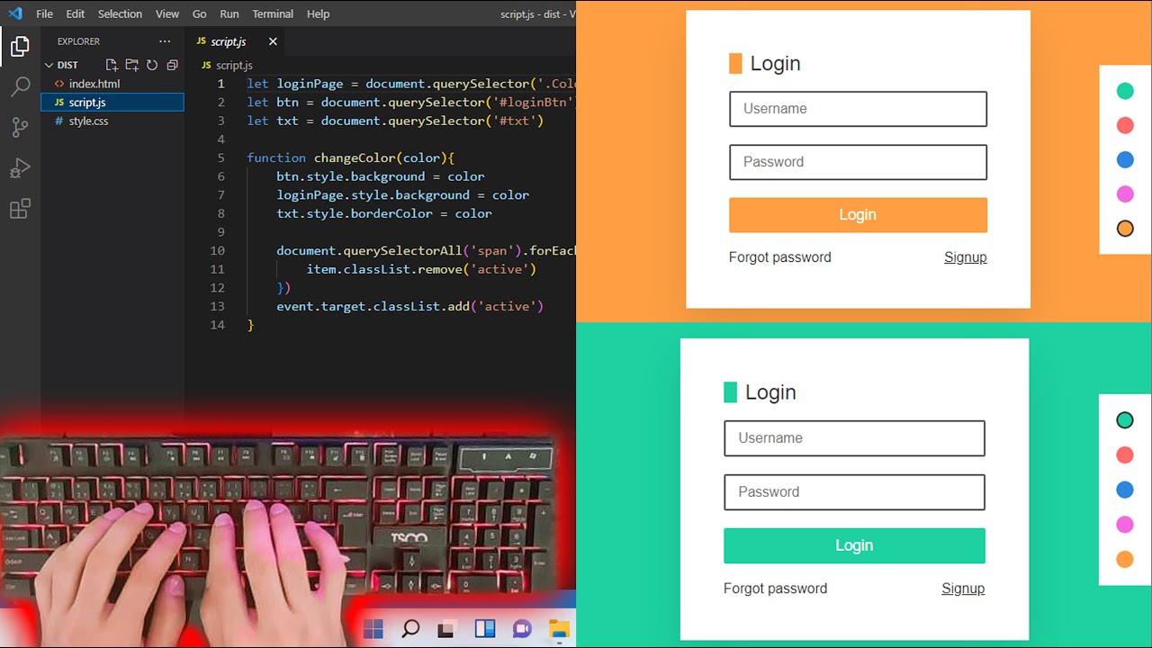 Asmr Programming Color Switch Animated Login Page Using Html Css