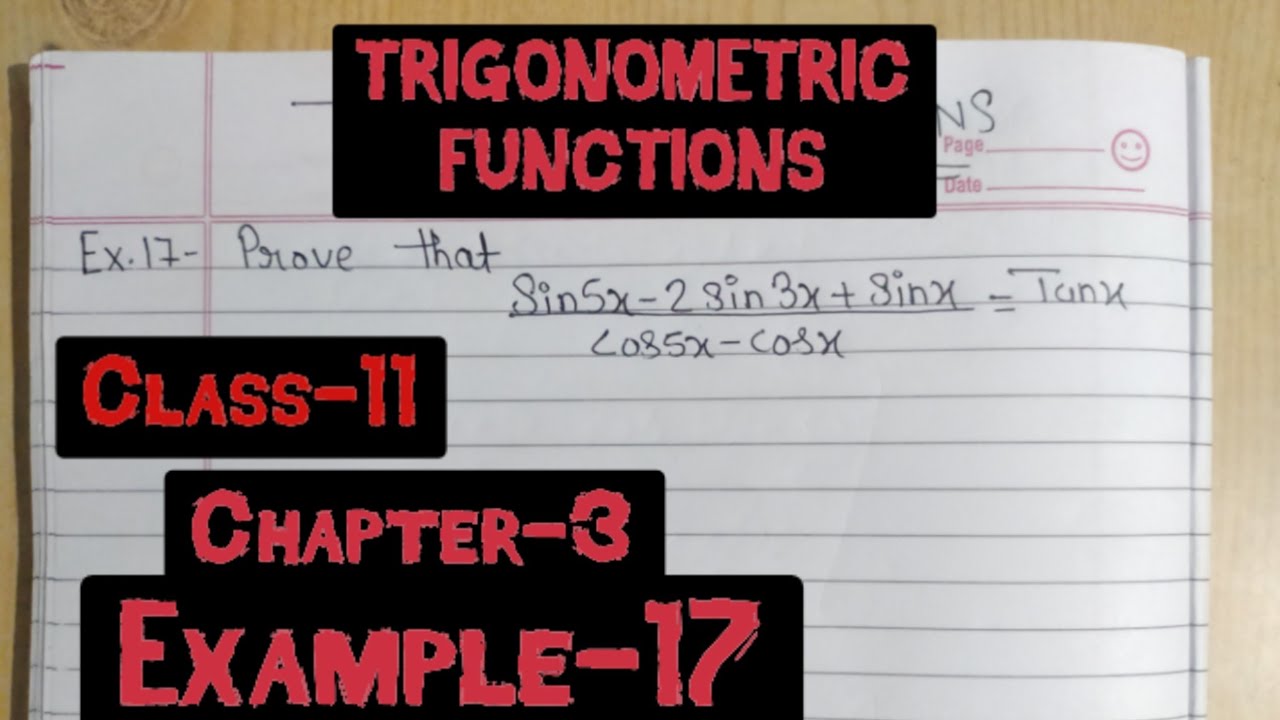Example-17.sin5x-2sin3x+sinx/cos5x-cosx=tanx,Class-11 - YouTube