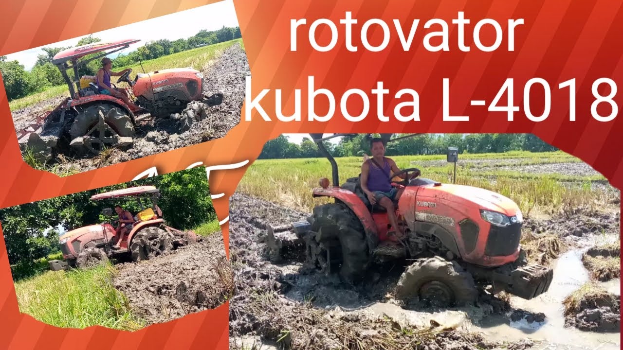 rotovator tractor kubota L-4018 working at the field - YouTube