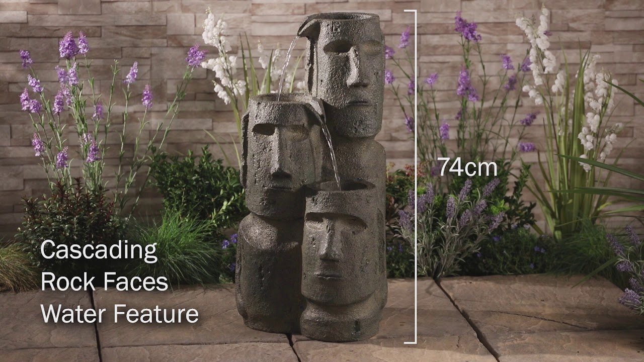 Serenity Easter Island Head Cascade Water Feature - YouTube