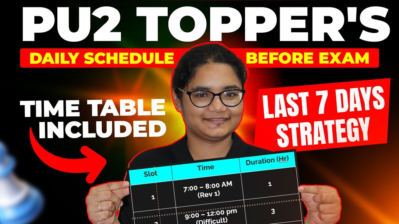 PU 2 Last 7 Days Strategy to Top the Exam | 2nd PUC Toppers Strategy ...