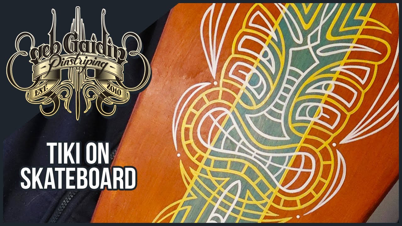Pinstriping Tiki on skateboard - YouTube