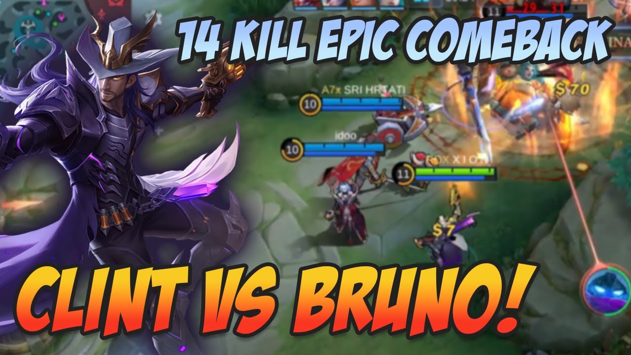 CLINT VS BRUNO !!! HARD GAME EPIC COMEBACK !!! - MOBILE LEGENDS - YouTube