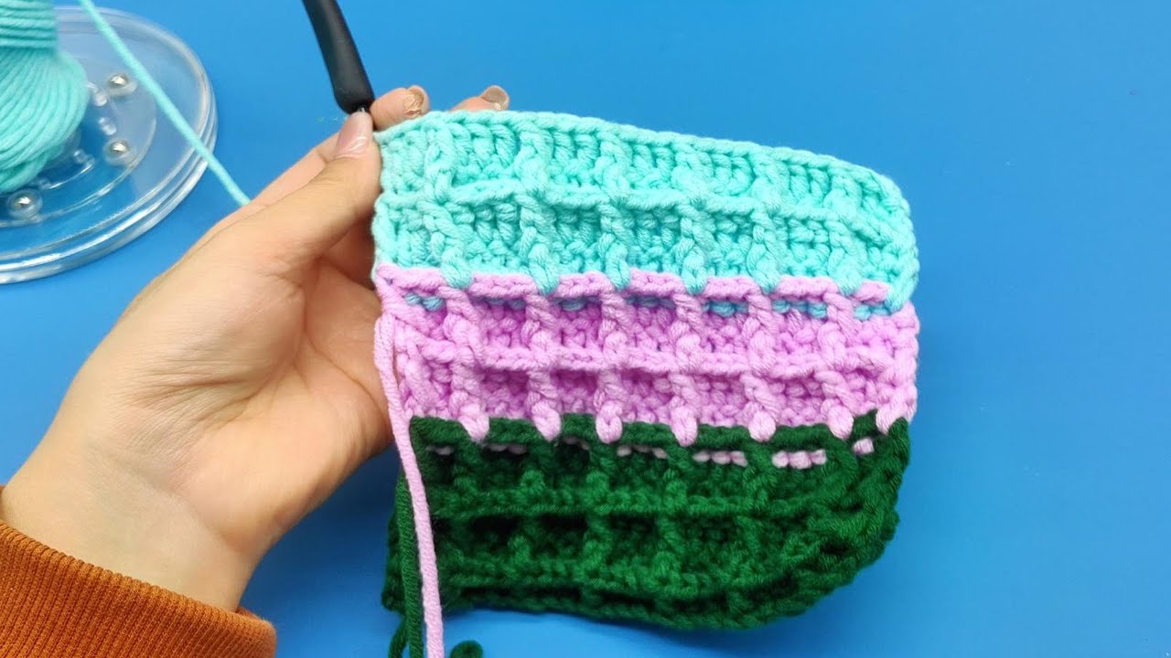 3 Color Crochet Cushion, Crochet Value Video #crochet #뜨개질 #かぎ針編み ...