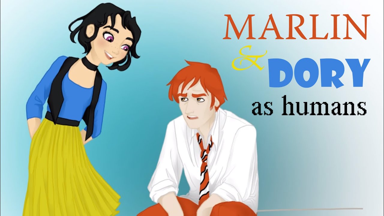 DRAWING MARLIN & DORY AS HUMANS - Speed drawing - YouTube