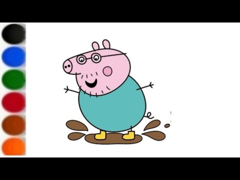 Draw dad peppa pig 🐖🌈 ️| step-by-step dady pig Drawing | colorful dady ...