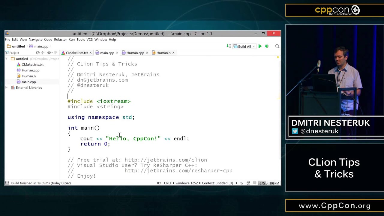 CppCon 2015: Dmitri Nesteruk "CLion Tips & Tricks" - YouTube