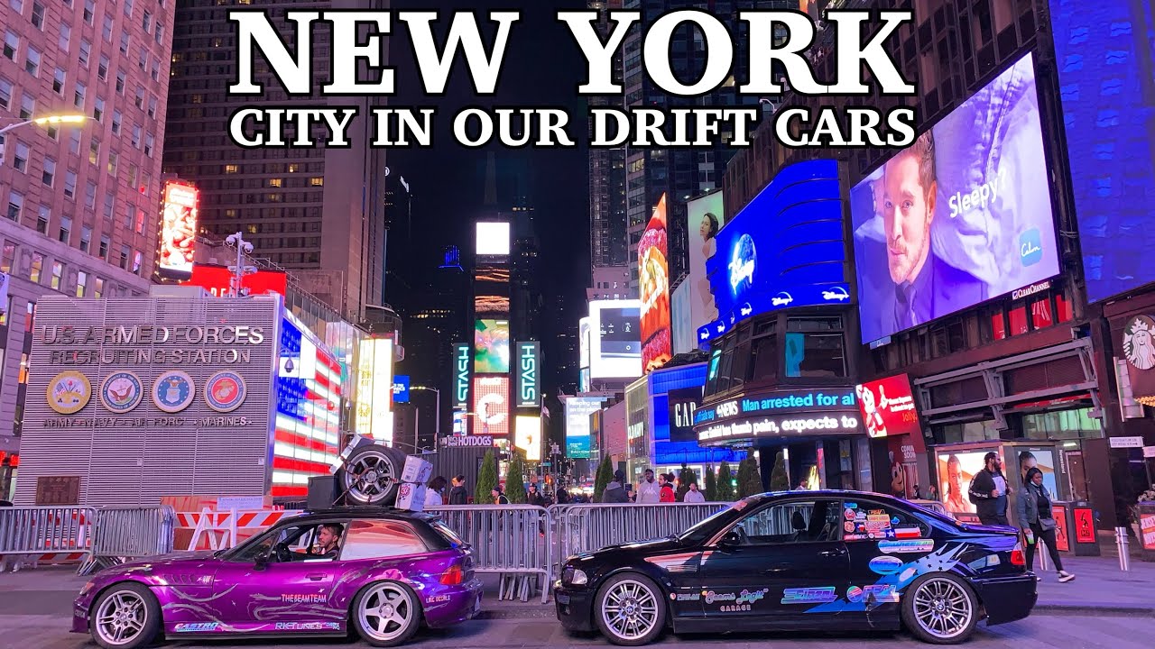 Our Drift Cars On NYC Times Square : Z06 breaks down - YouTube