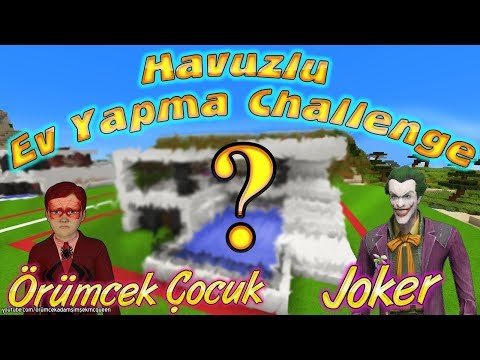 Örümcek Çocuk ve Joker Minecraft'ta Havuzlu Ev Yapımı Challenge