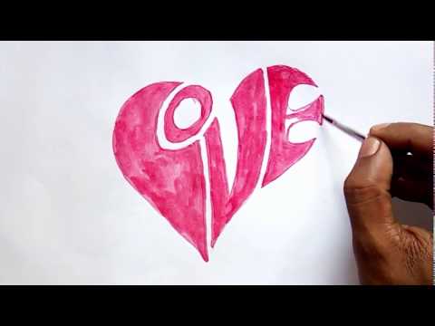 Draw love word with make a heart (drawing for lovers)