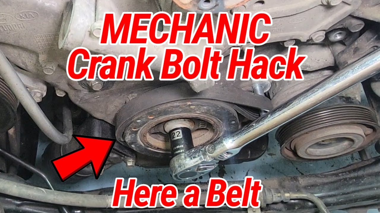 BELT TRICK! Crank Pulley Bolt Remove, Using Old Belt - YouTube
