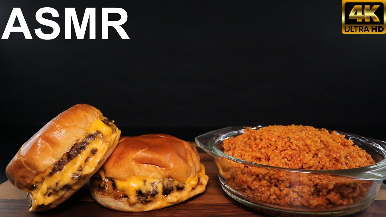 DOUBLE, CHEESEBURGER, BULGUR *NO TALKING* FIRST PERSON MUKBANG EATING ...