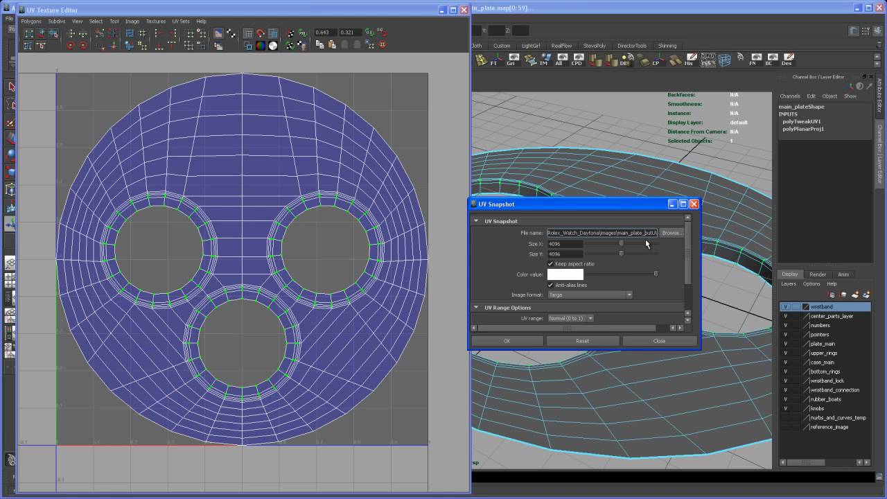 Modeling tutorial in Maya - ROLEX DAYTONA watch - Part 46: texture the ...