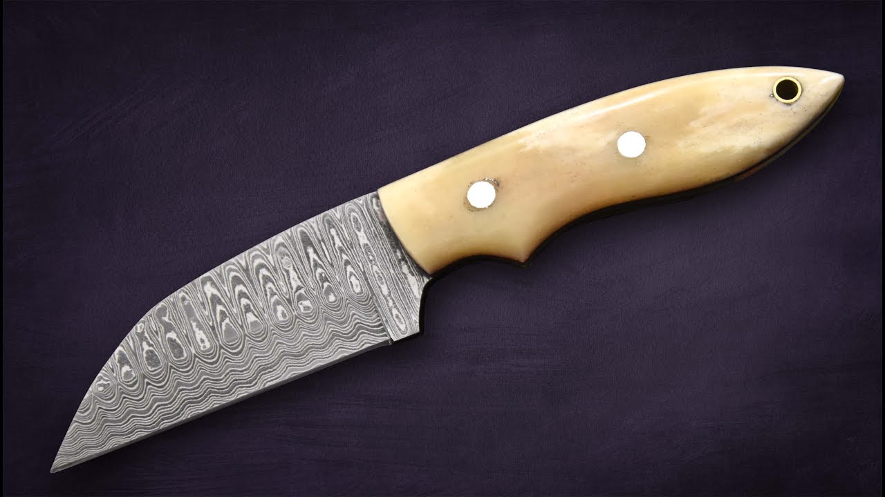 Bushcraft Knife Hand Forged Damascus Steel Utility Hunting Knife Camel ...
